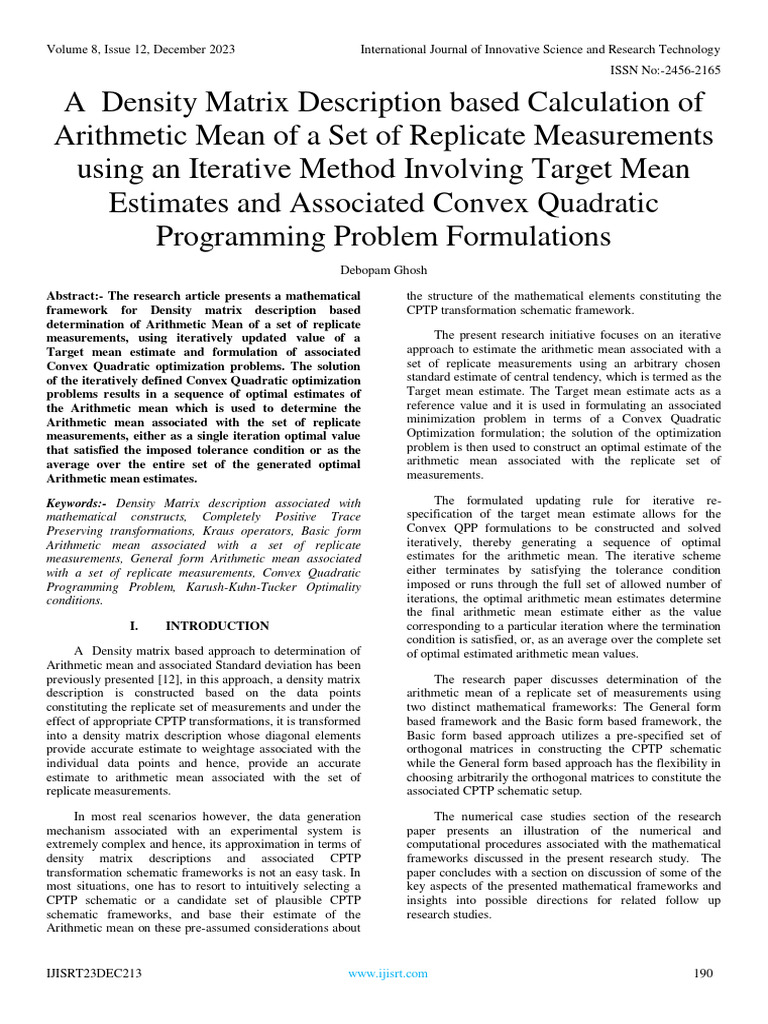 Density Matrix Arithmetic Mean Optimization | PDF | Mathematical ...