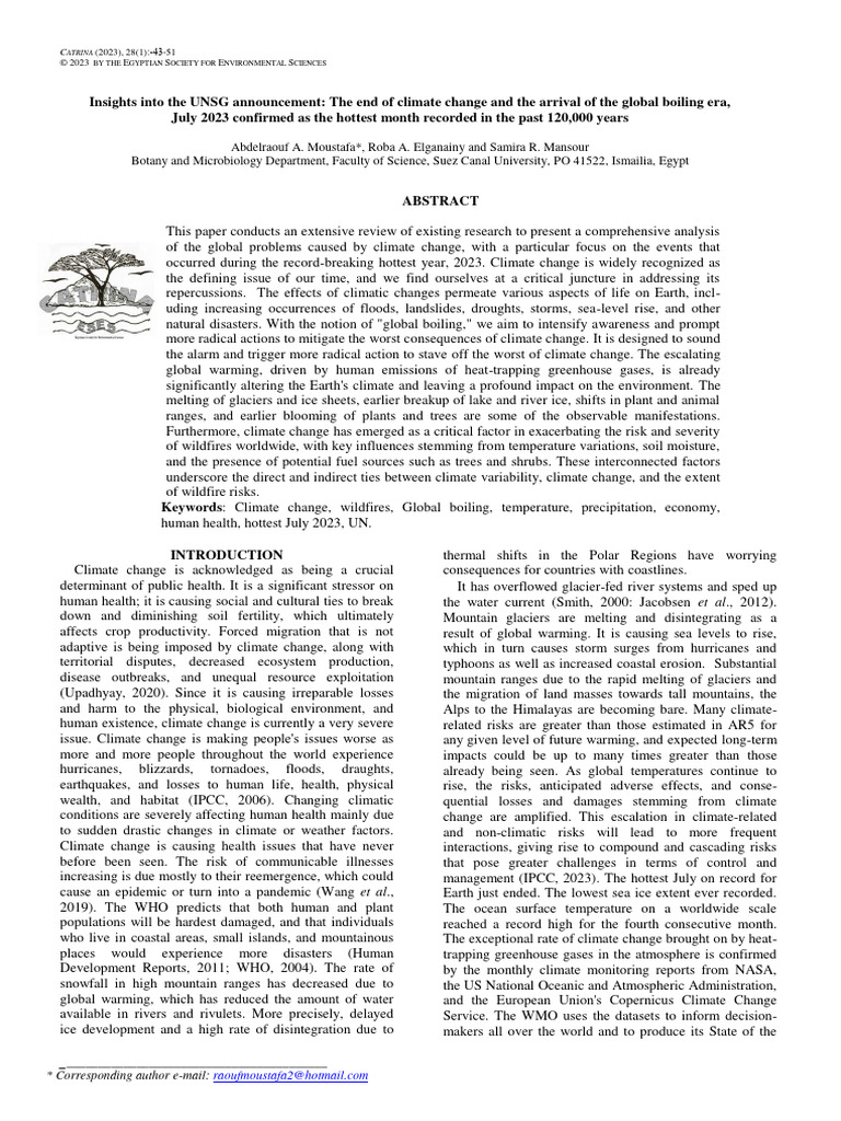 CAT - Volume 28 - Issue 1 - Pages 43-51 | Download Free PDF | Climate Change | Wildfire