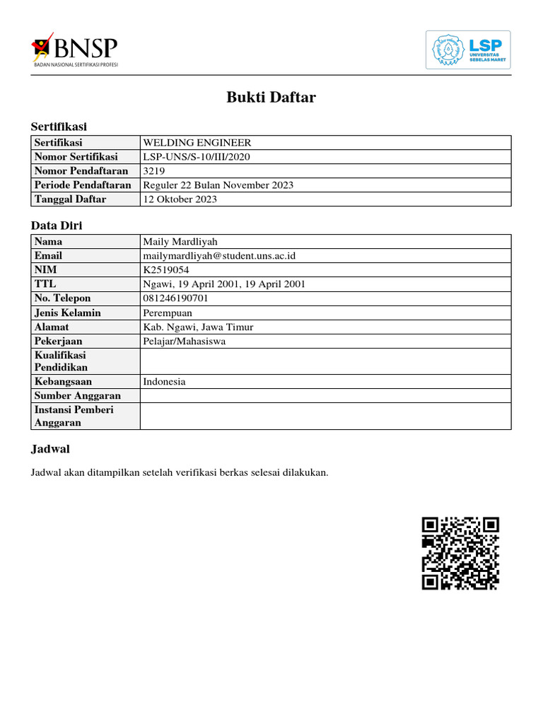 Bukti Daftar: Sertifikasi | PDF