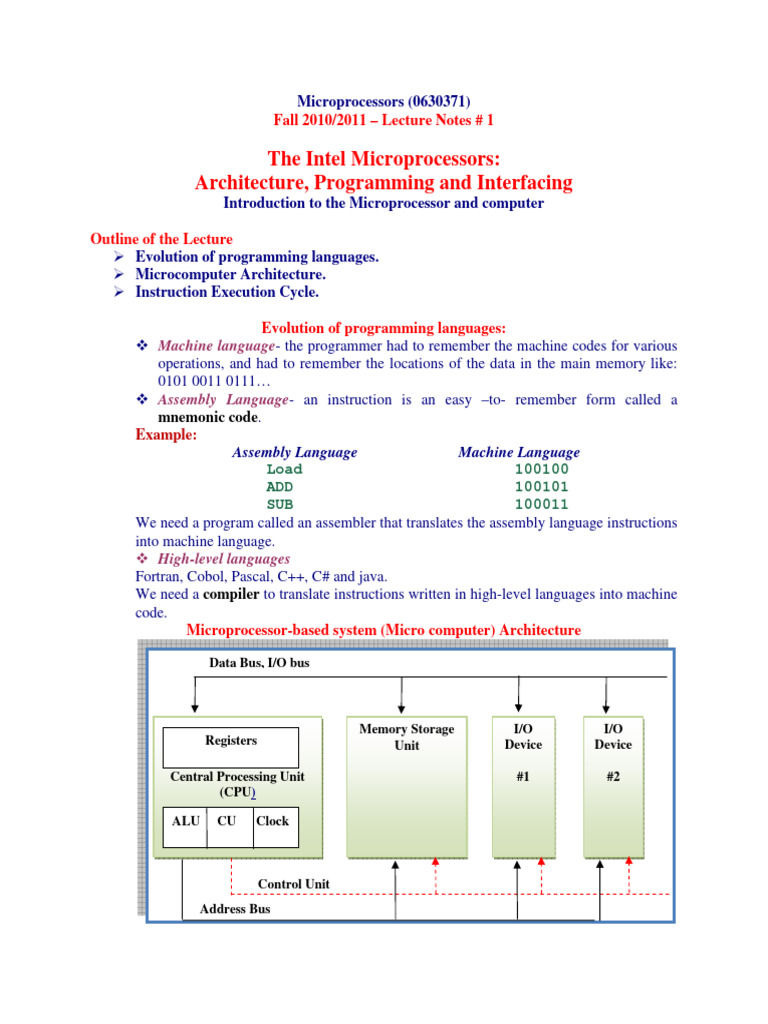 Intel Microprocessors Architecture Progr | PDF | Central Processing Unit | Random Access Memory