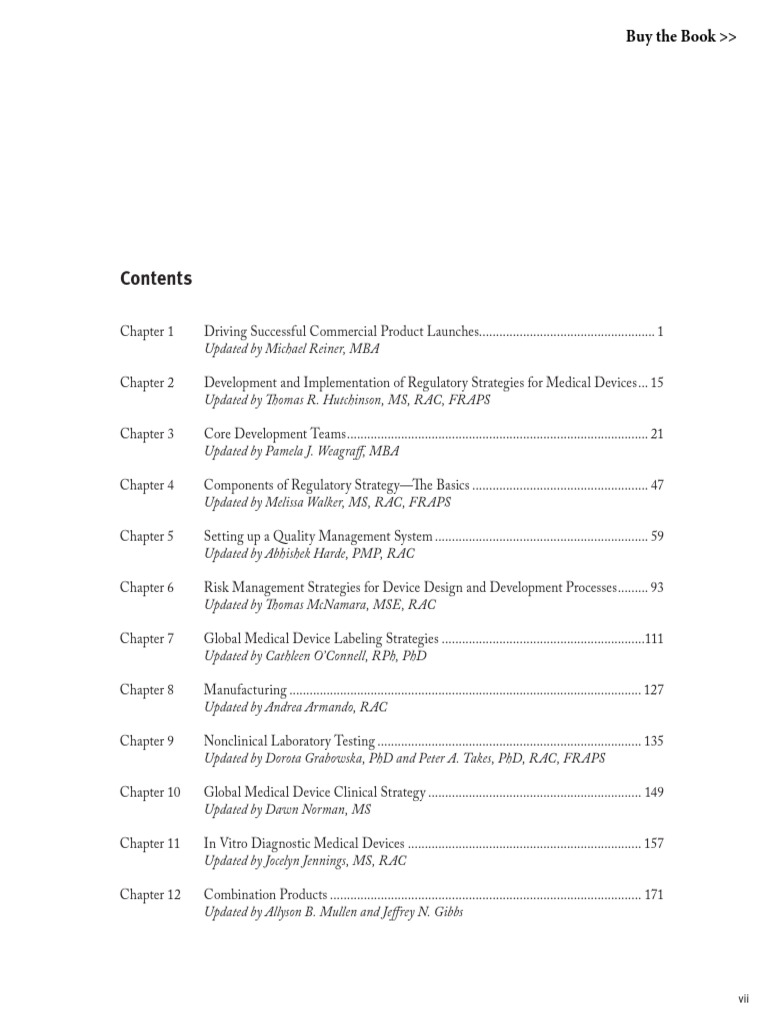 Global Medical Device Regulatory Strategy Second Edition Toc | PDF ...