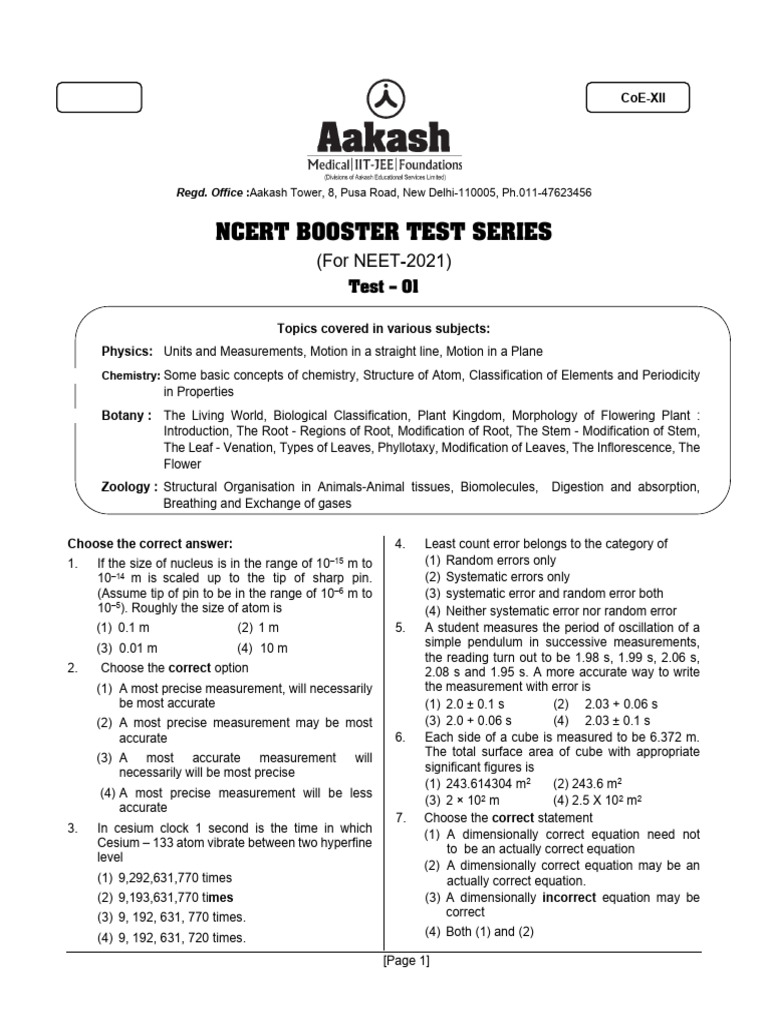 Aakash NBTS-01-pages | PDF | Velocity | Acceleration