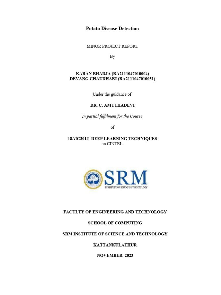 Potato Disease Detection Report Final | PDF | Agriculture | Internet Of ...