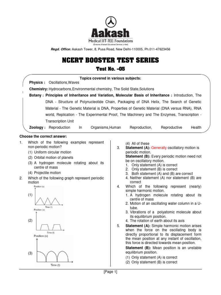 Aakash NBTS 05 | PDF | Dominance (Genetics) | Mechanics