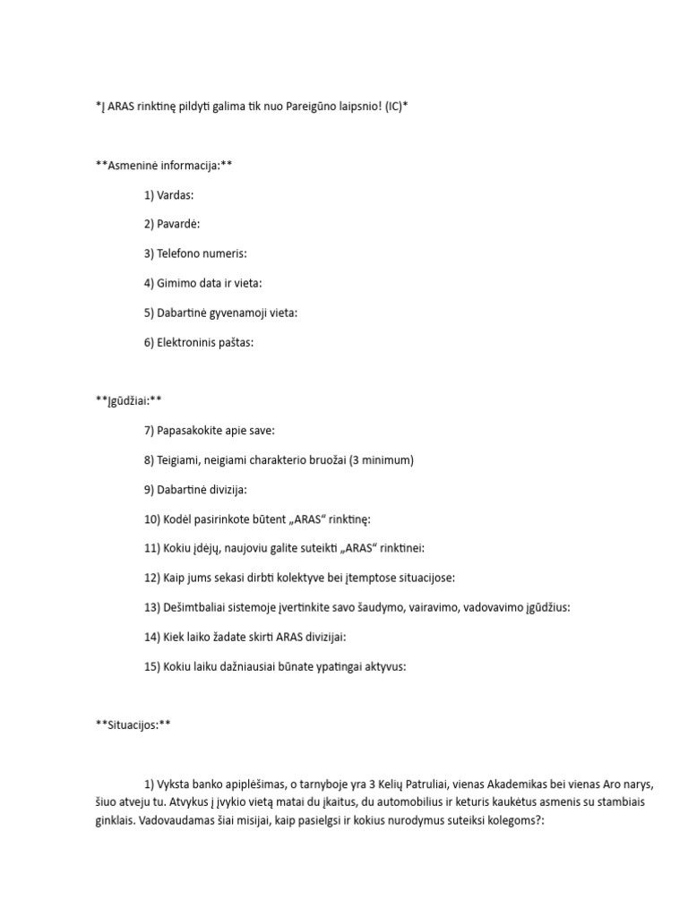ARAS Rinktines Anketos Sablonas | PDF