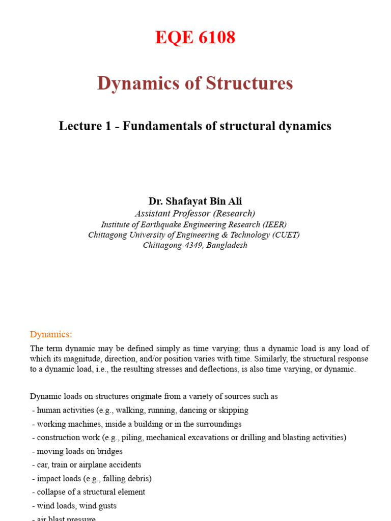 Fundamentals of Structural Dynamics | PDF | Elasticity (Physics) | Force