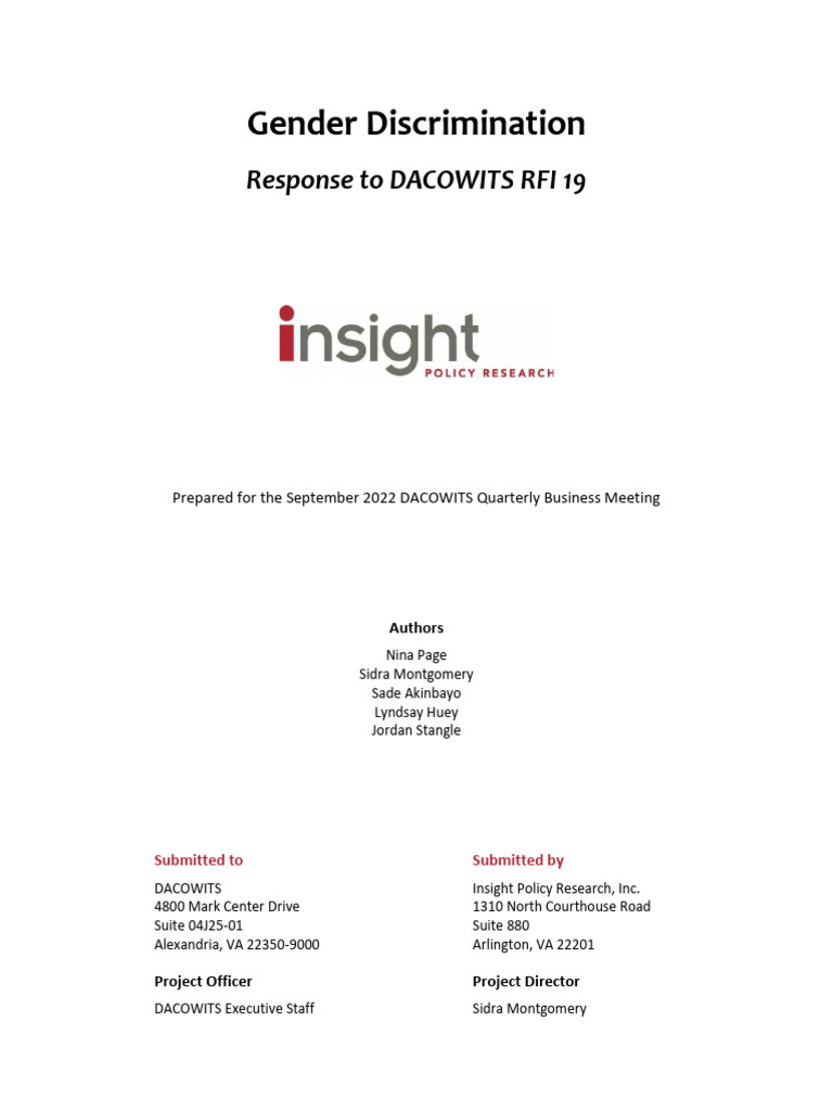 Gender Discrimination Insights for DACOWITS | PDF | Employment ...
