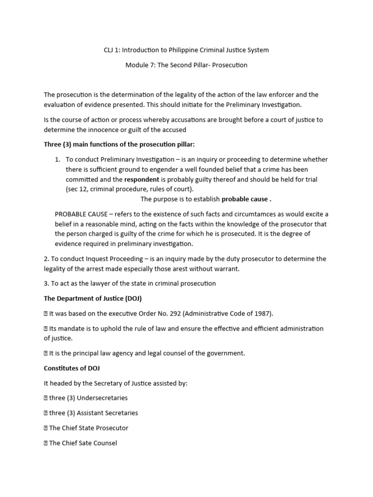 CLJ 1 Module 7 | PDF | Prosecutor | Probable Cause CLJ 1 Module 7 | PDF | Prosecutor | Probable Cause