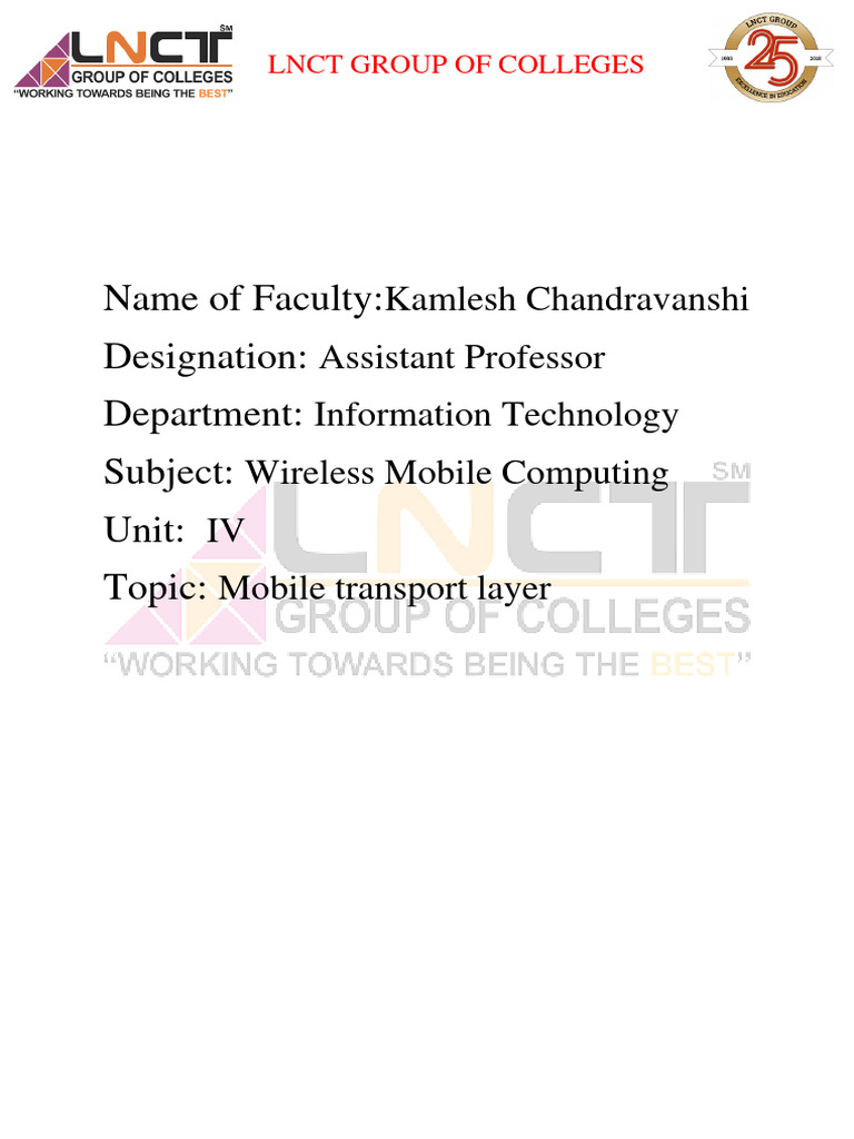 Unit Iv Mobile Transport Layer Pdf Transmission Control Protocol Network Congestion