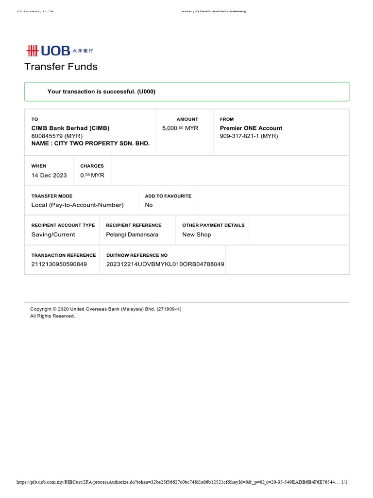 UOB (2) Receipt | PDF | Finance & Money Management