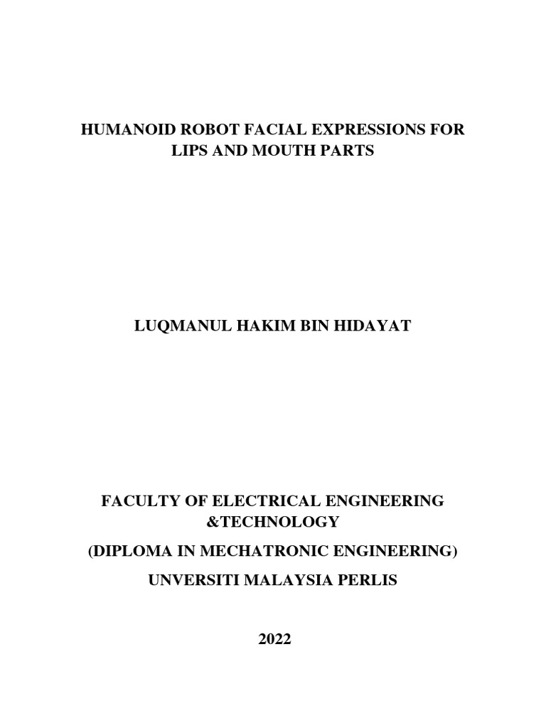 Humanoid Robot Mouth Expressions | PDF | Robotics | Arduino
