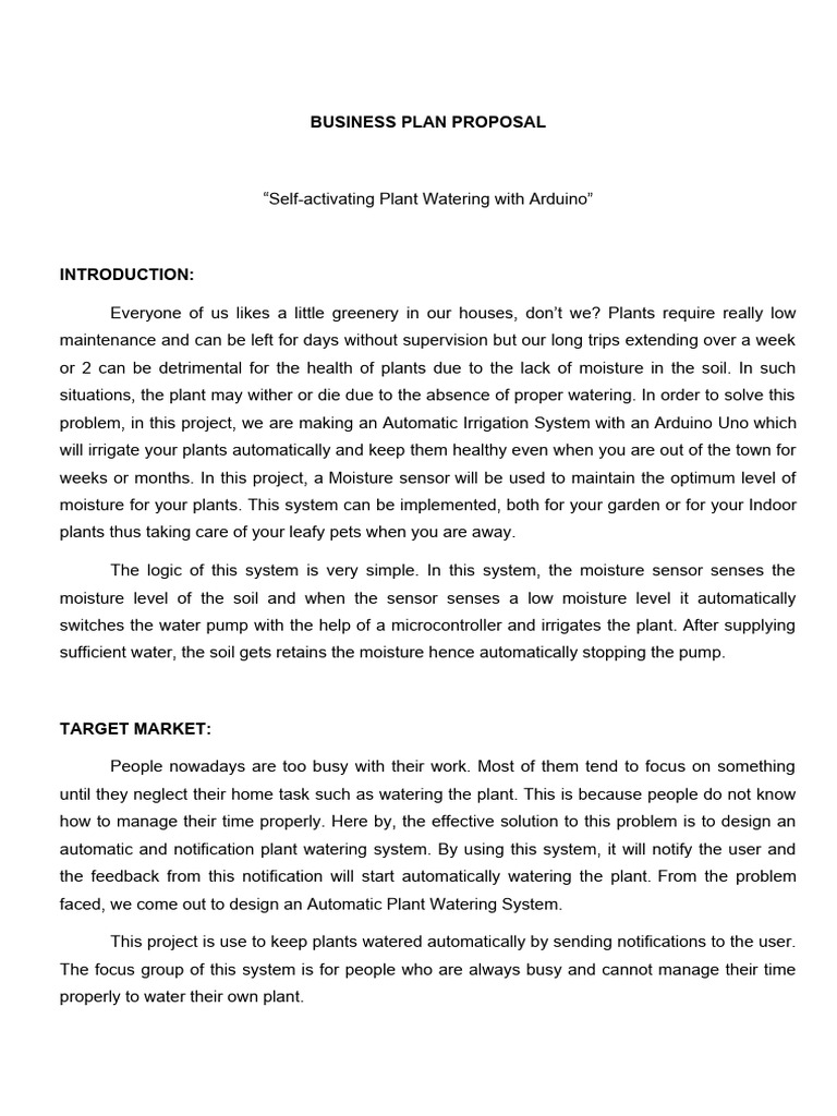 Business Plan Proposal Pdf Arduino Relay 