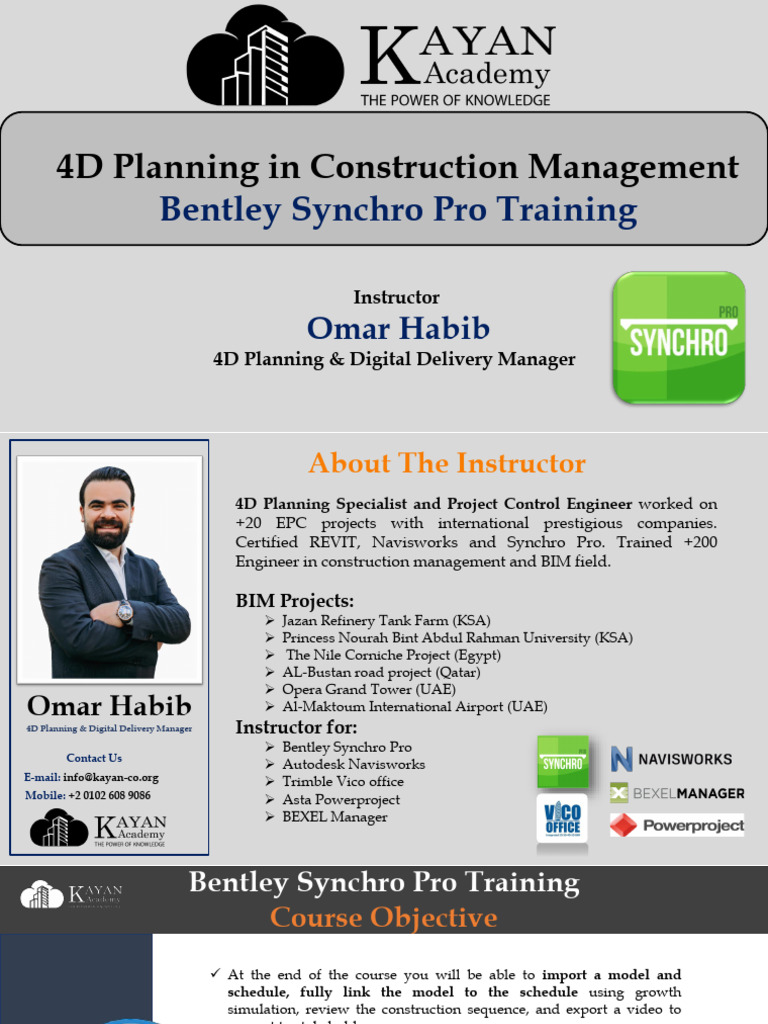 4D Planning Course - Synchro Pro 2022 - Kayan | PDF | 3 D Computer Graphics | Computing