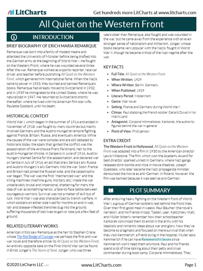 All Quiet On The Western Front LitChart | PDF