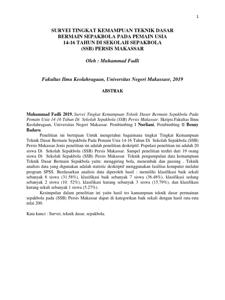 Kemampuan Teknik Dasar Fadli di SSB | PDF