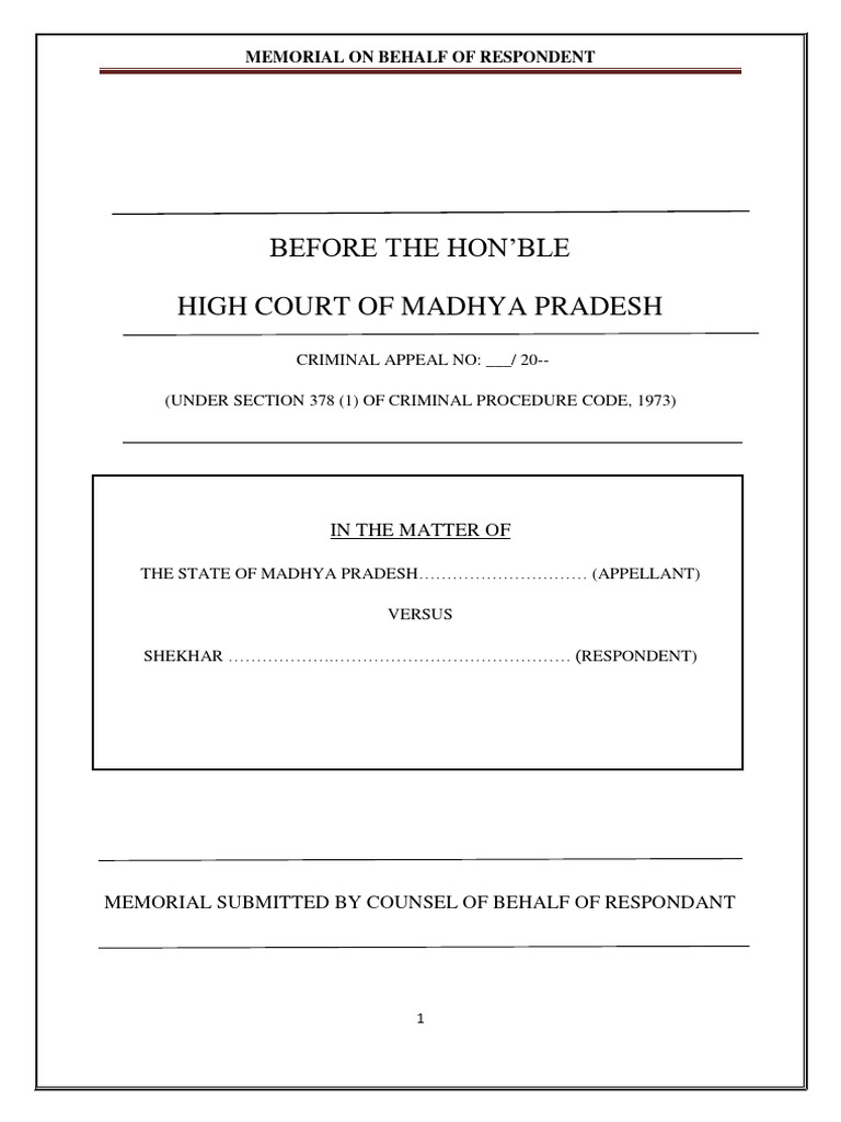 Criminal Memorial | PDF | Reasonable Doubt | Mens Rea