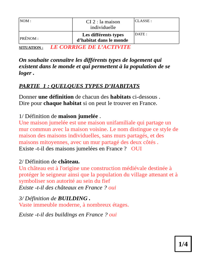 Types d'habitations dans le monde | PDF | Bâtiments résidentiels ...