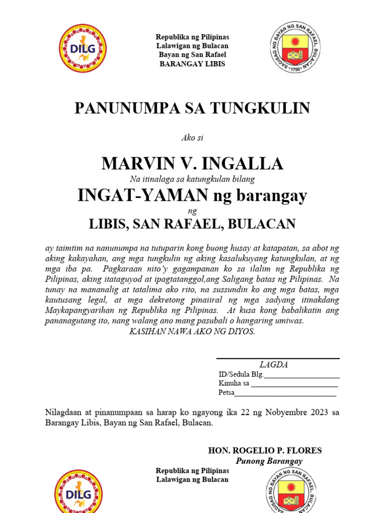 Panunumpa Sa Tungkulin NEW 4 | PDF