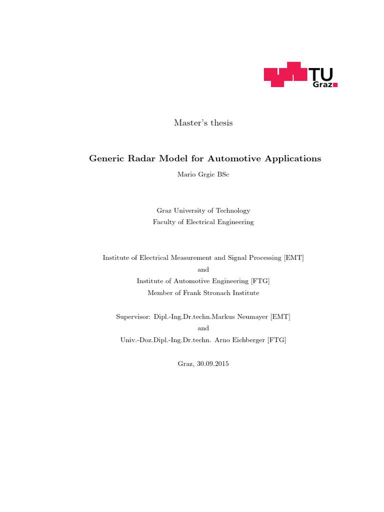 Generic Radar Model for Automotive Use | PDF | Radar | Antenna (Radio)