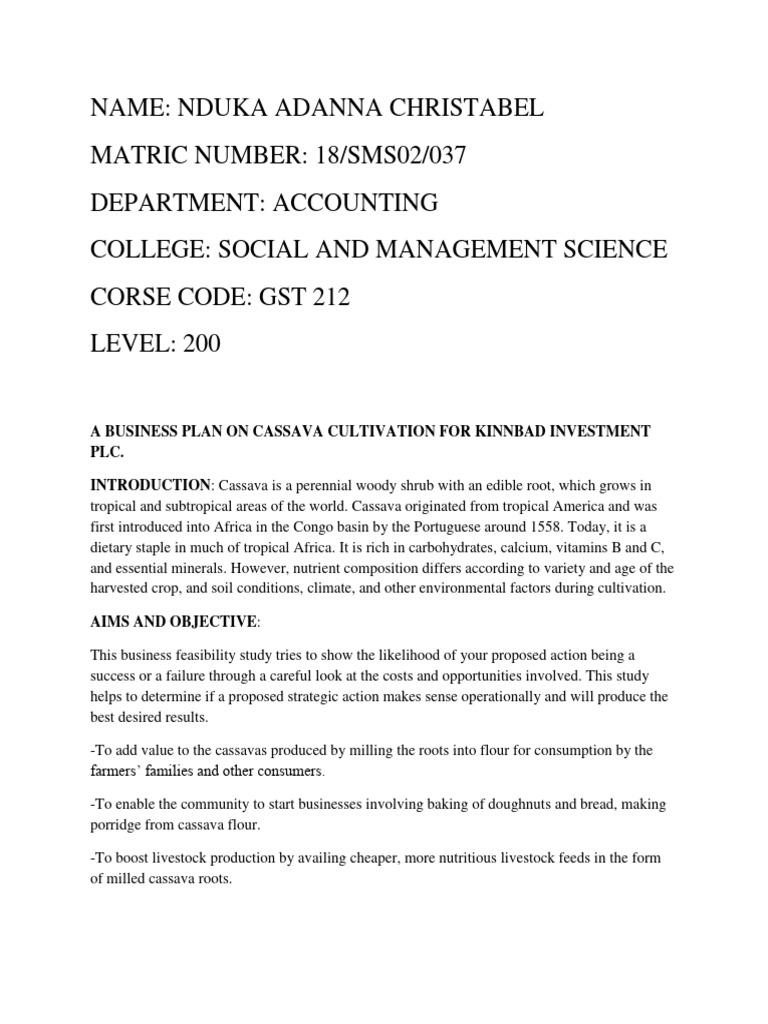 CASSAVA PROCESING PLAN | PDF | Marketing | Advertising