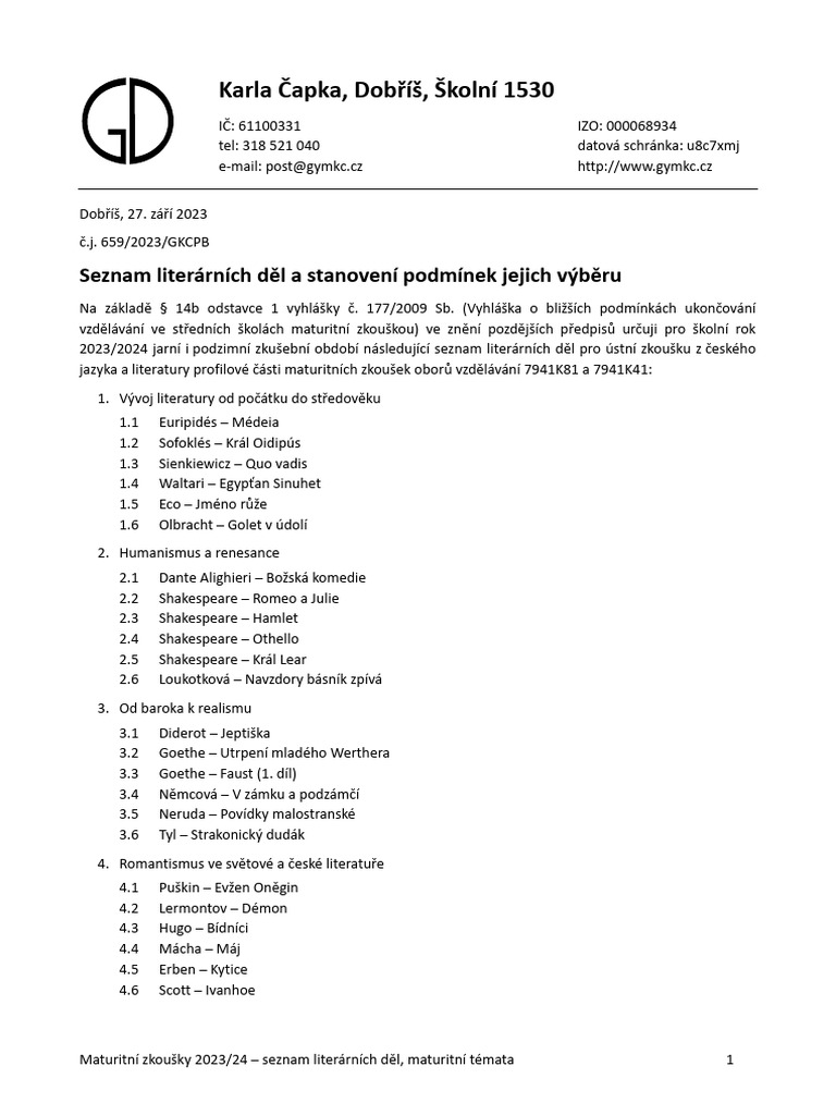 2309 Maturitni Temata | PDF