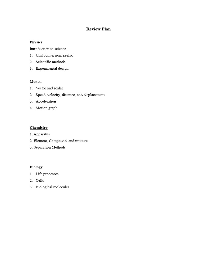 Review Plan | PDF | Experiment | Measurement