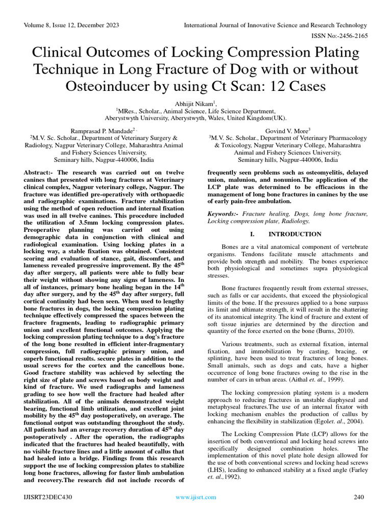 Clinical Outcomes of Locking Compression Plating Technique in Long ...