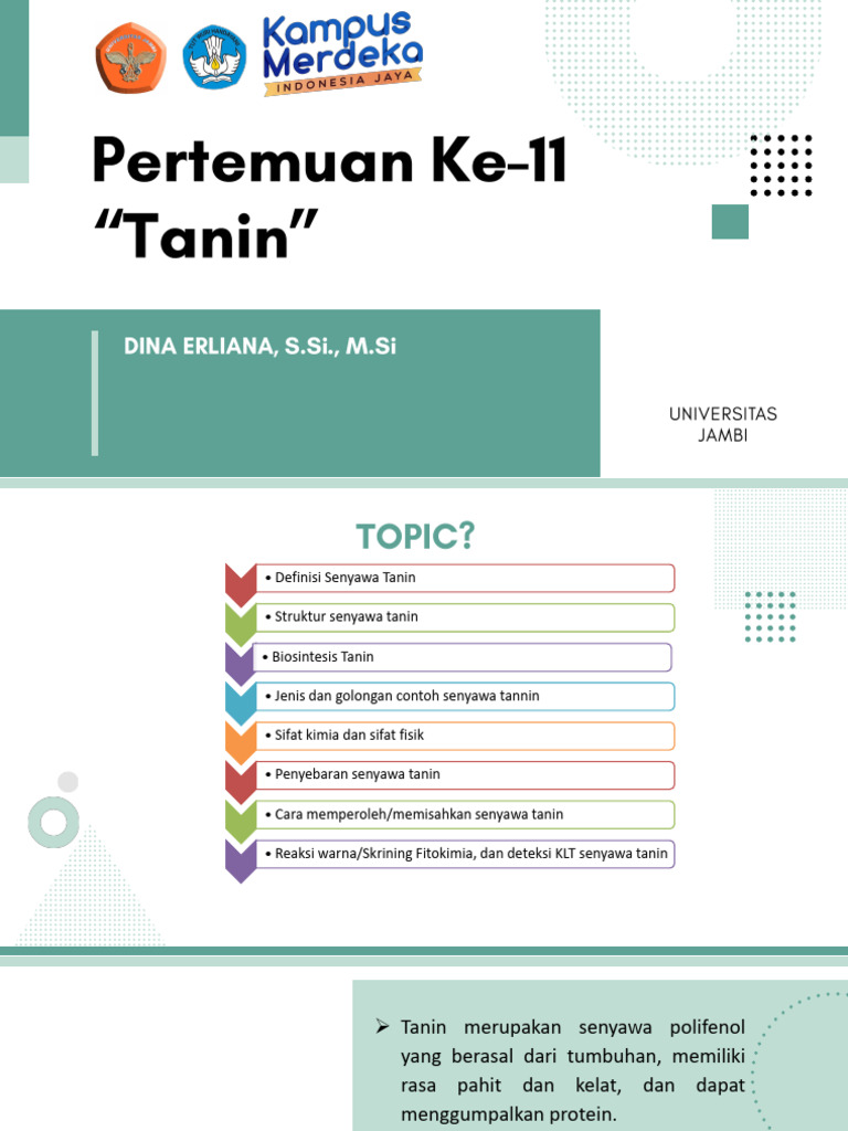 Bahan Ajar Fitokimia Pertemuan Ke 12 Tanin | PDF