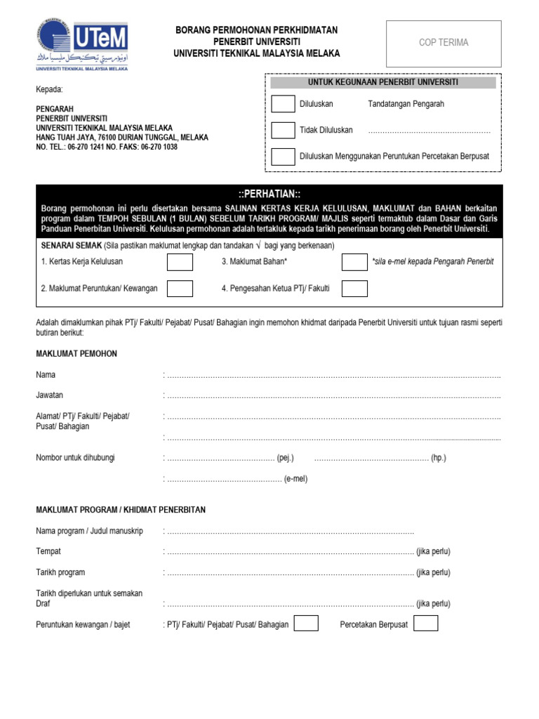 BORANG-PERKHIDMATAN-PENERBIT-2023 | PDF