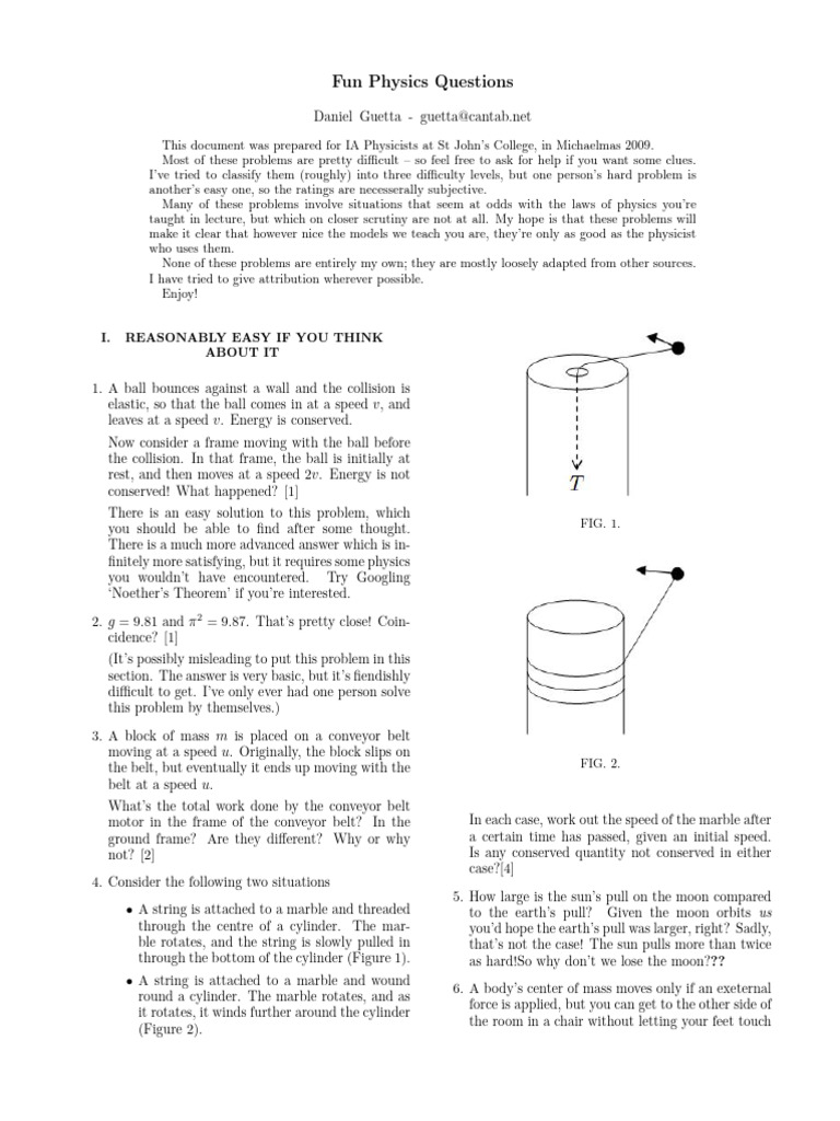 funny physics questions | PDF | Momentum | Mass