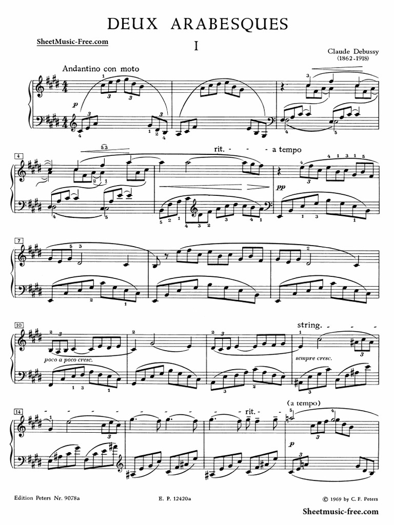 Arabesque Sheet Music Debussy | PDF