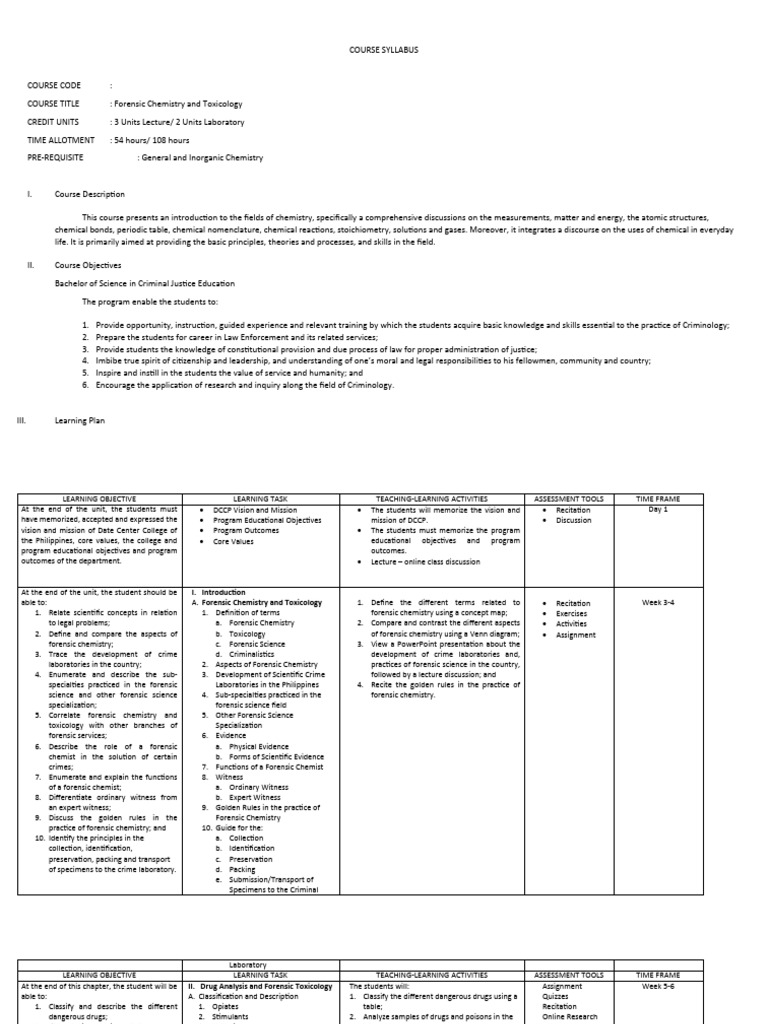 Syllabus Forensic Chemistry | PDF | Forensic Science | Staining