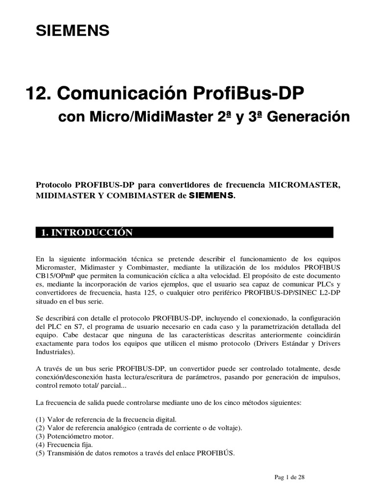 12-MM-ProfiBus-DP Con Micromaster 2 y 3 | PDF | Poco | Electrónica
