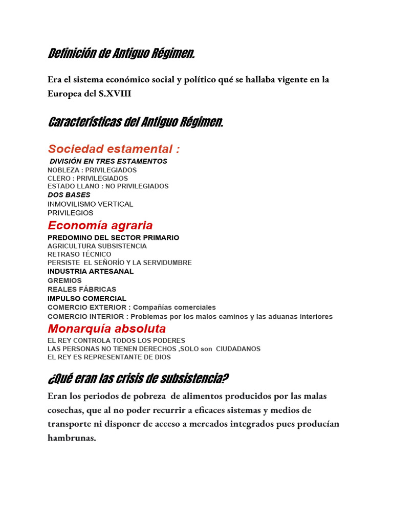Definición de Antiguo Régimen.: Sociedad Estamental | PDF | España ...
