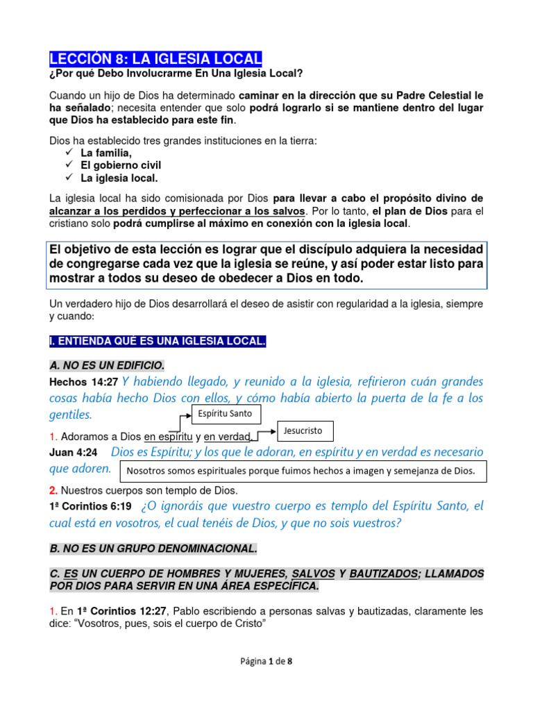 8 Leccion 8 Iglesia Local | PDF | Iglesia cristiana | Cristo (título)