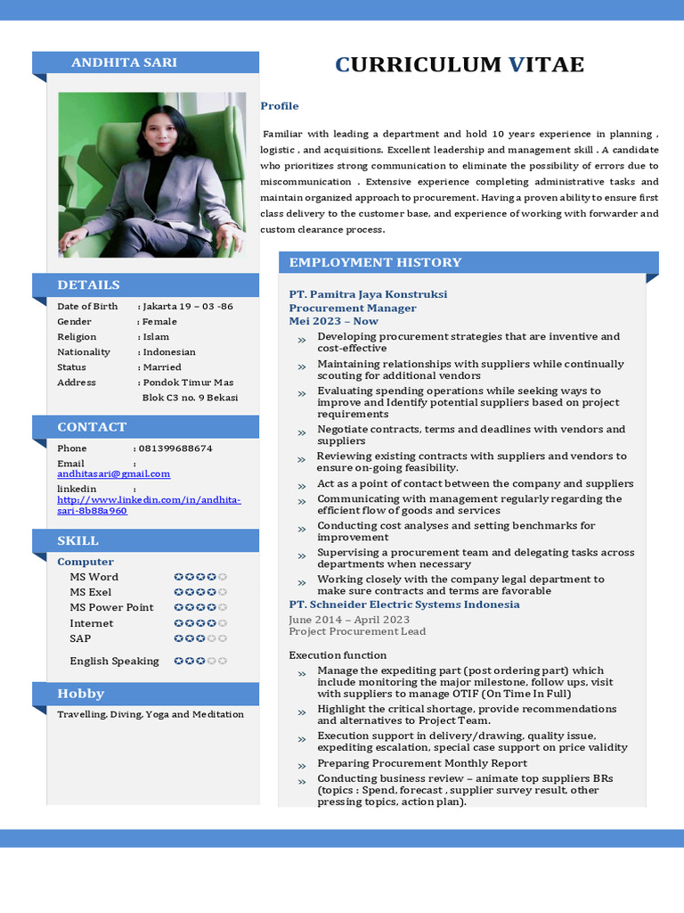 CV Andhita Sari | PDF | Procurement | Supply Chain