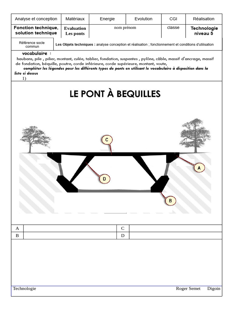 Exercices sur les ponts en technologie 5ème | PDF | Pont | Infrastructure