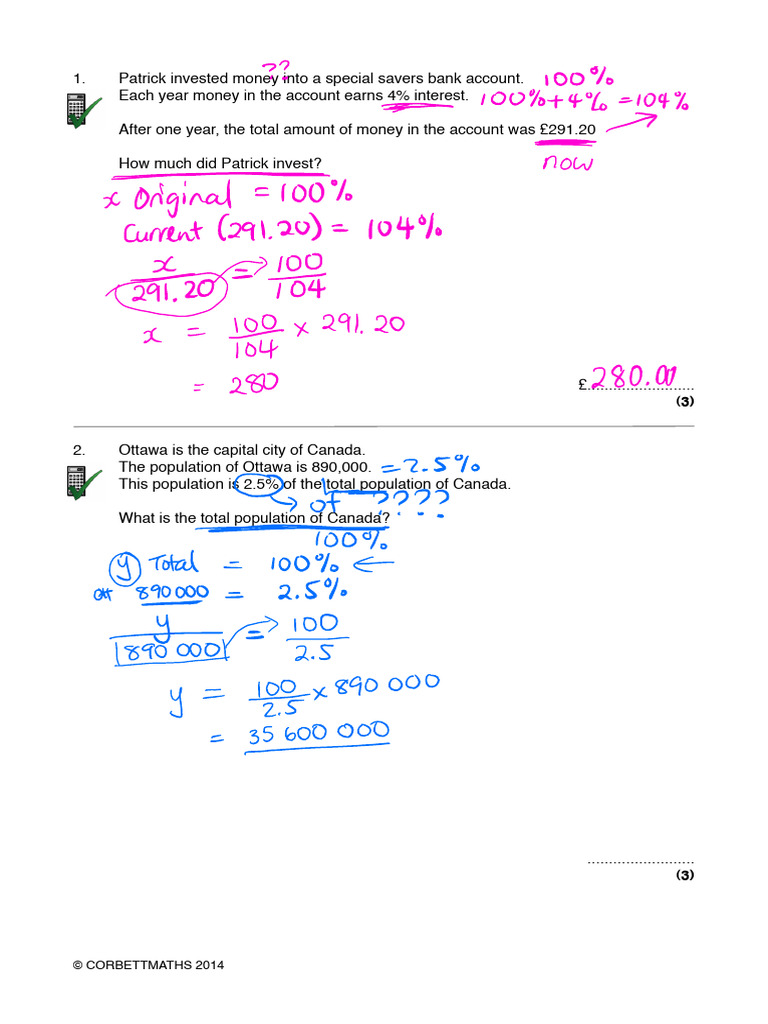 Reverse Percentages Pdf Pdf Value Added Tax Prices