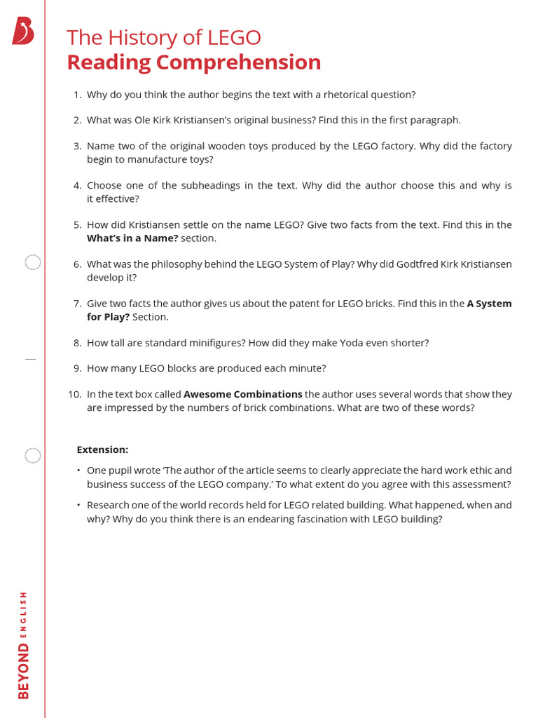 The History of LEGO Questions MA | PDF | Lego | Toy Companies Of Denmark