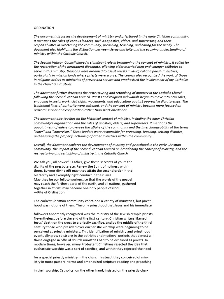 ORDINATION | PDF | Priest | Deacon
