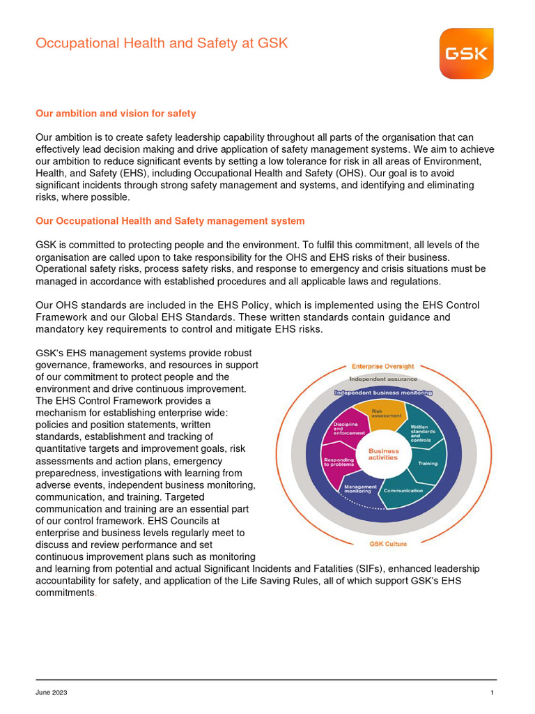 Reference_occupational_health&safety_gsk | PDF | Risk | Occupational Safety And Health