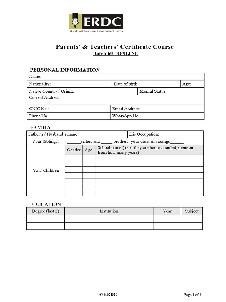 Application Form PTCC 60 | PDF