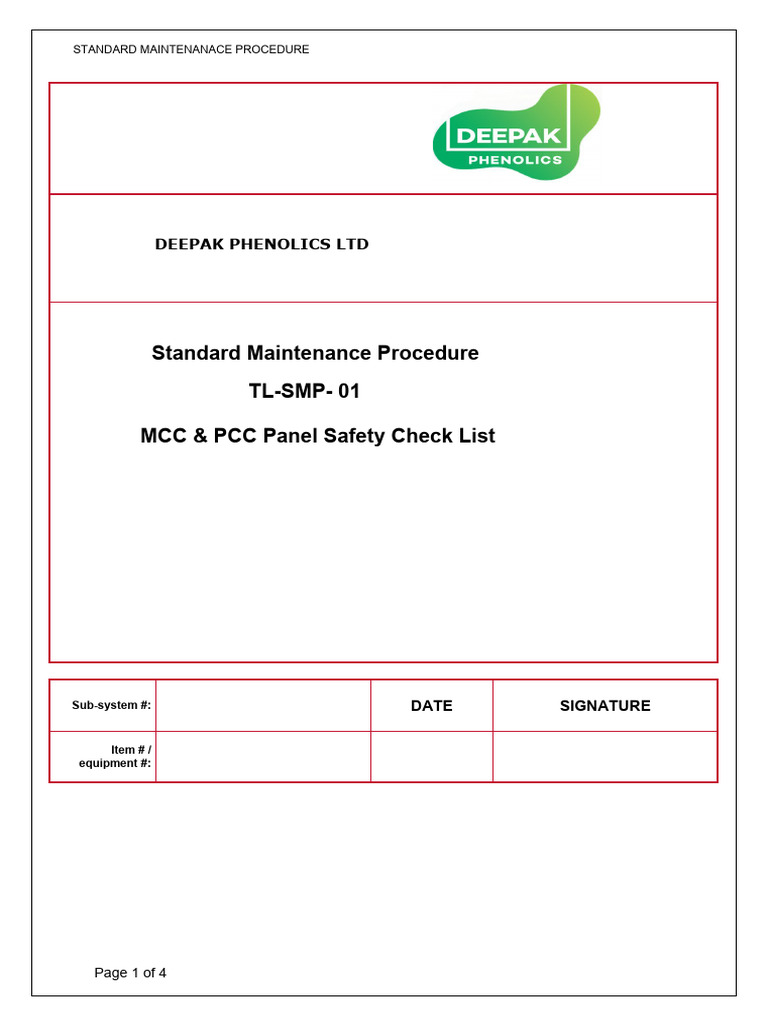 SMP of MCC & PCC Room | PDF | Personal Protective Equipment ...