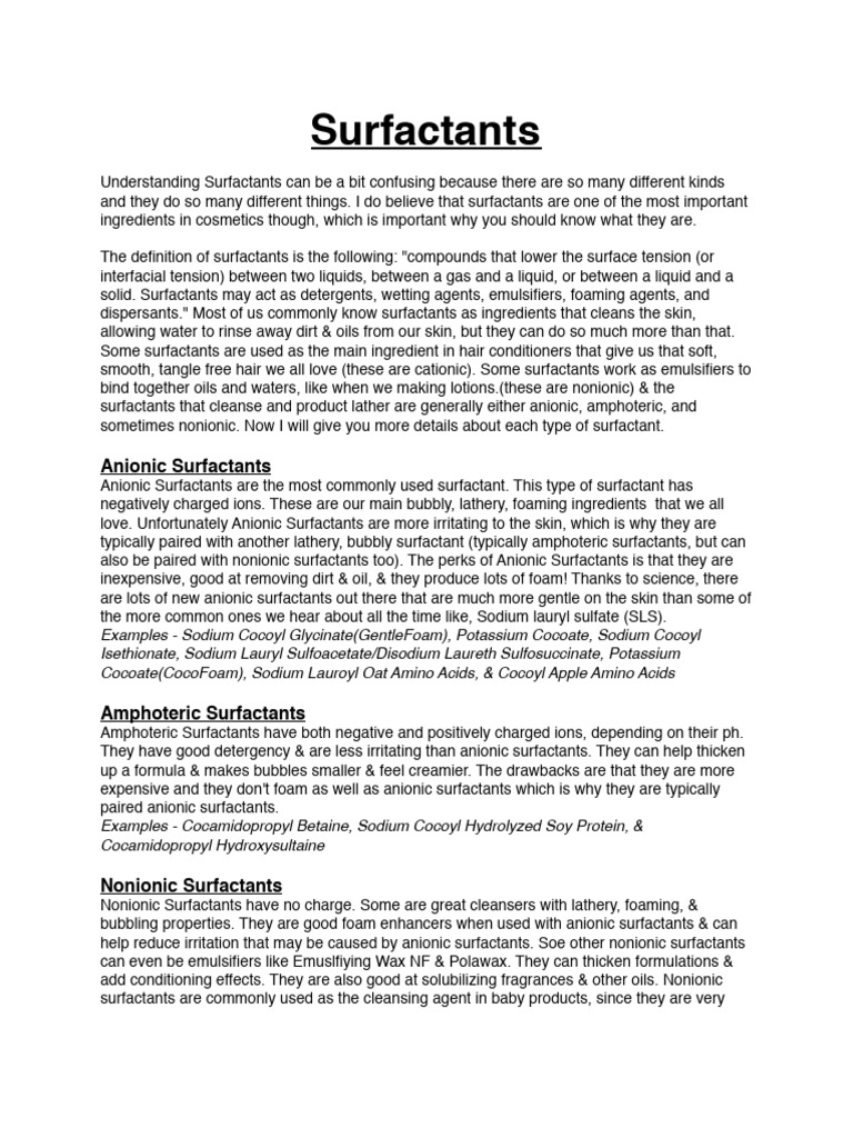 surfactants pdf | PDF | Surfactant | Ion