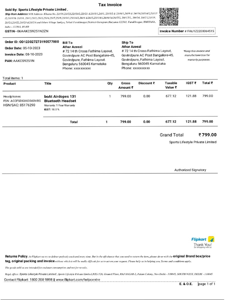 Invoice Boat 131 | PDF