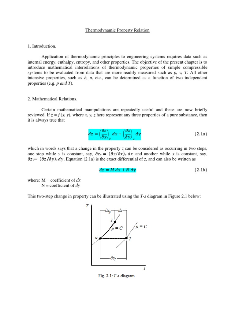 Thermodynamic Property Relations | PDF | Enthalpy | Gibbs Free Energy