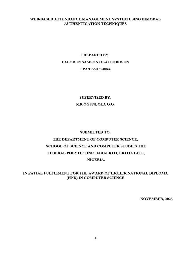 Web-Based Attendance System with Bimodal Authentication | PDF ...