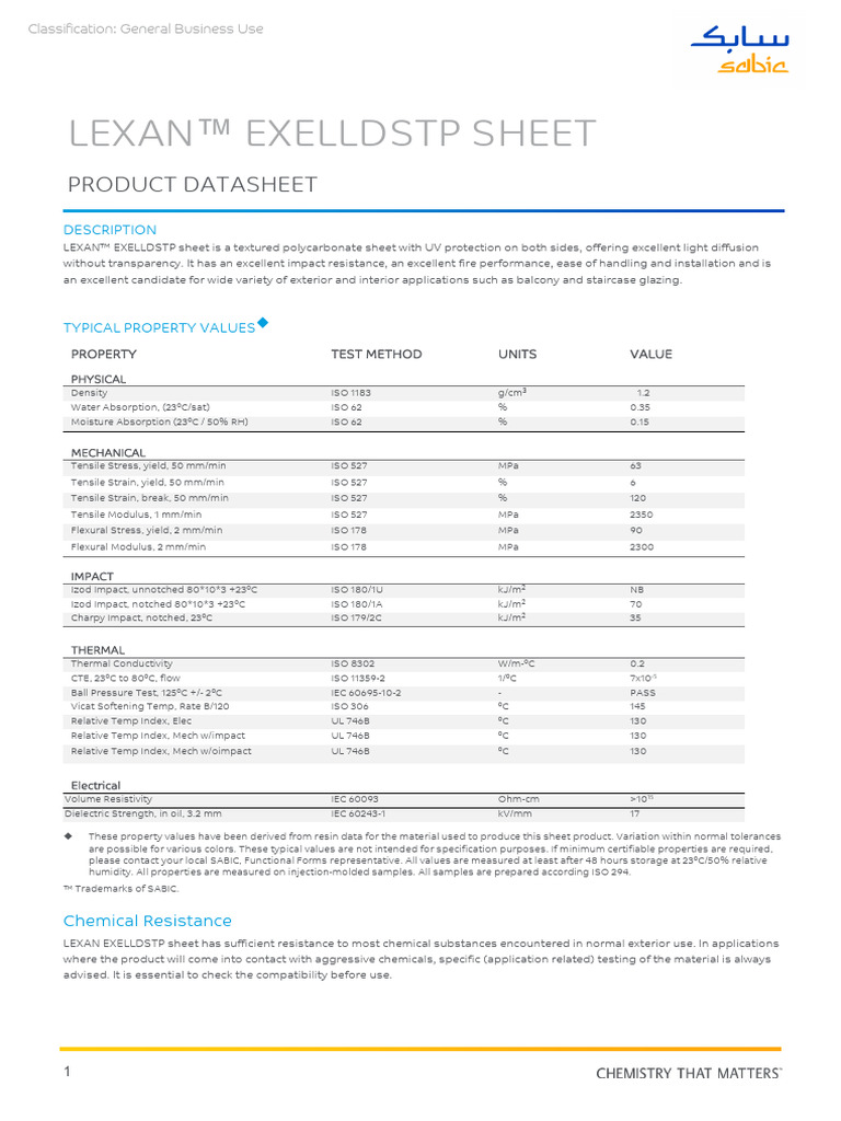 Lexan™ Exell D STP - Sheet Datasheet | PDF | Materials | Physical Sciences