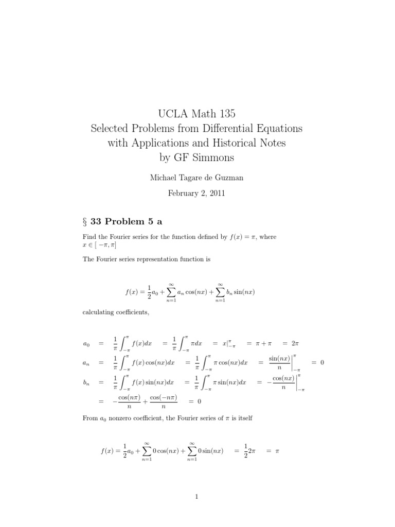 UCLA Math 135 Fourier Series | PDF | Teaching Methods & Materials
