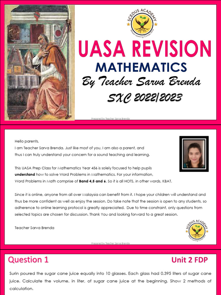 Uasa Revision Math Scedus | PDF | Litre | Curriculum